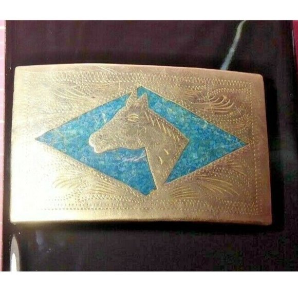 Accessories | Vintage Alpaca Horse Head Belt Buckle With Crushed Stone ...